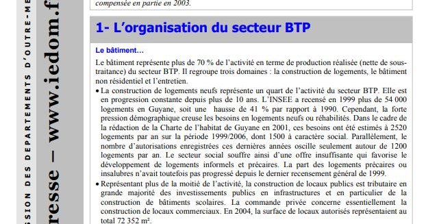 Le secteur du BTP en Guyane